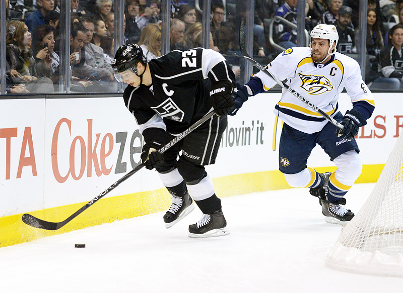Los Angeles Kings right wing Dustin Brown (23) and Nashville Predators ...